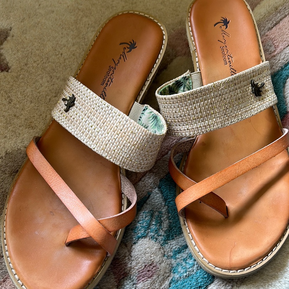 Margaritaville Tan Sparkle Front Sandals - Gem